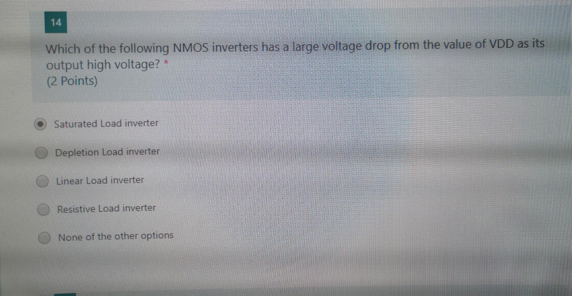 Solved Which of the following NMOS inverters has a large | Chegg.com