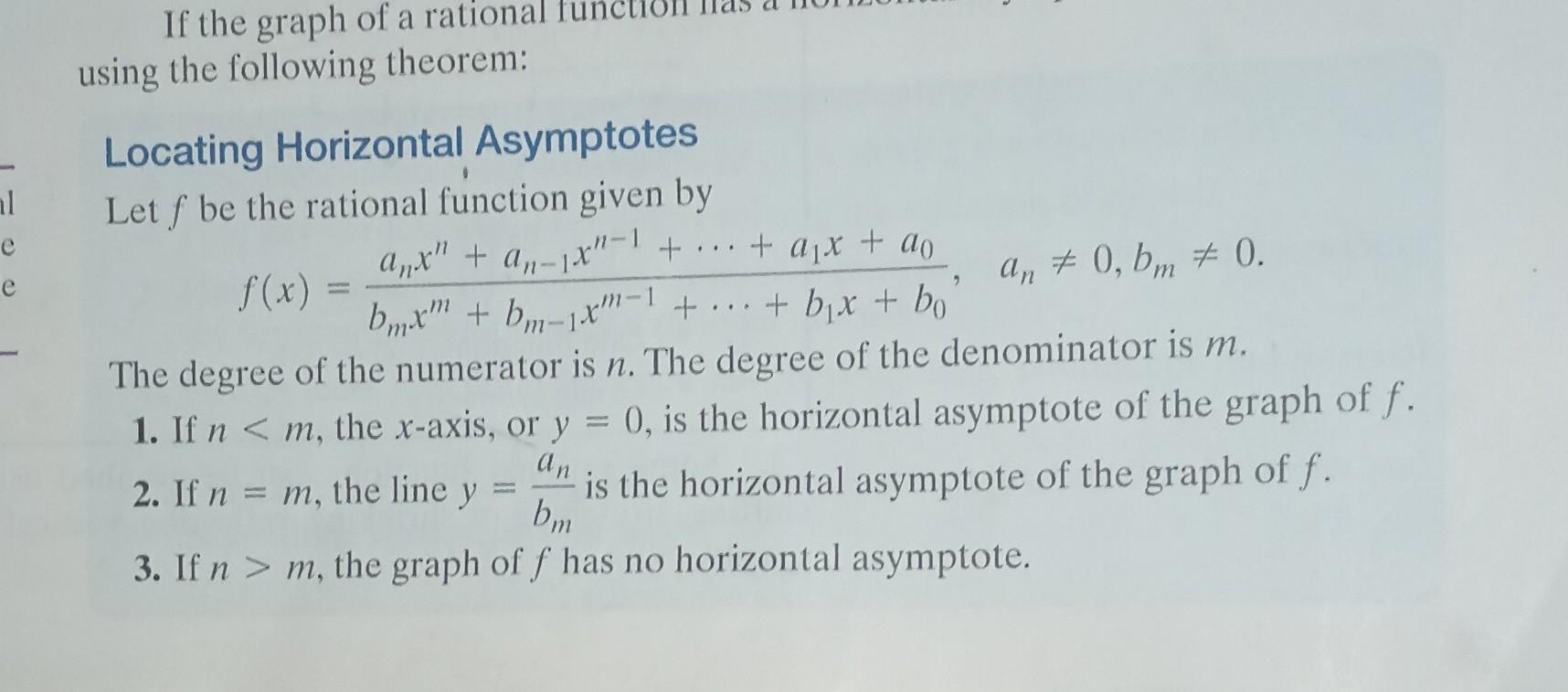 Solved What is proof of the horizontal asymptote rule using | Chegg.com