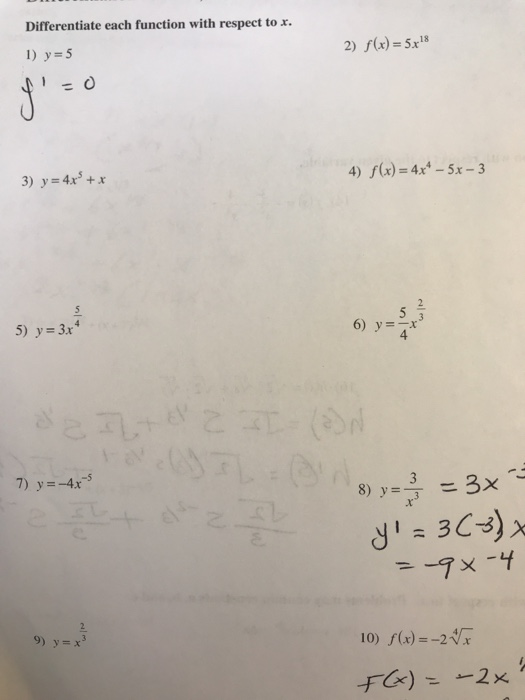 Solved Differentiate each function with respect to x 2) | Chegg.com