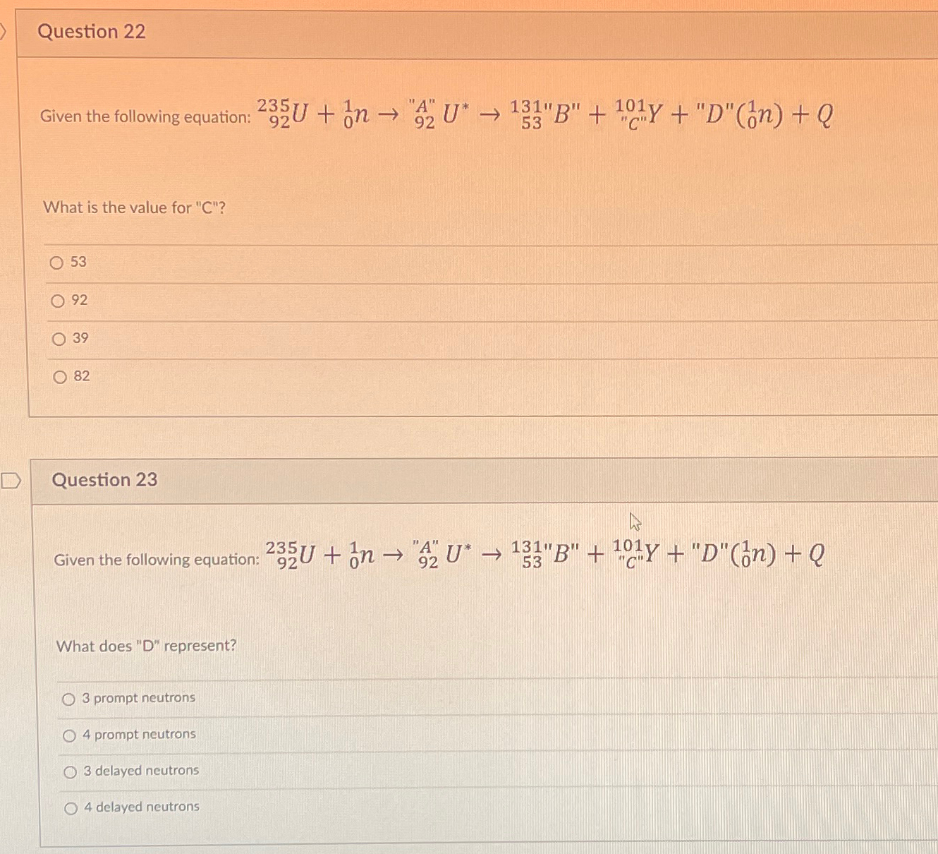 Solved Question 22Given the following equation: | Chegg.com