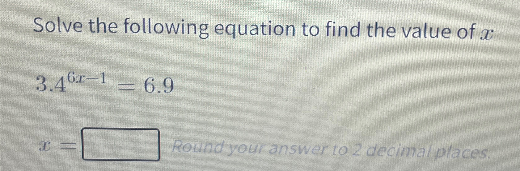 Solved Solve the following equation to find the value of | Chegg.com