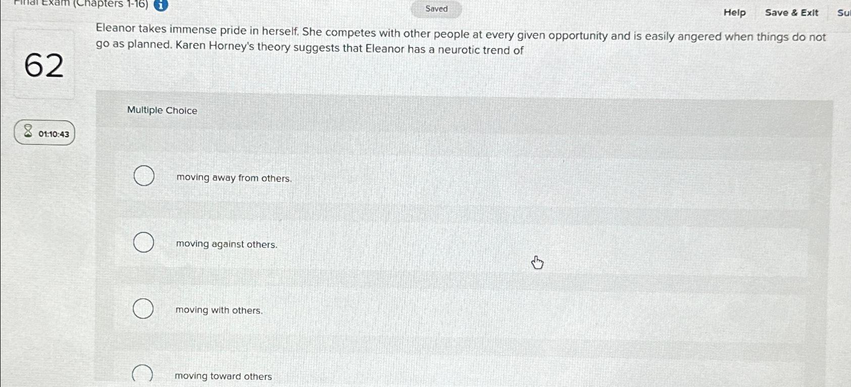 Solved SavedHelpSave & ExitSuEleanor takes immense pride in | Chegg.com