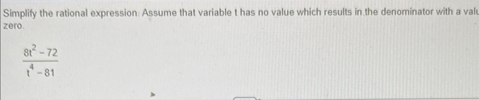 Solved Simplify the rational expression: Assume that | Chegg.com