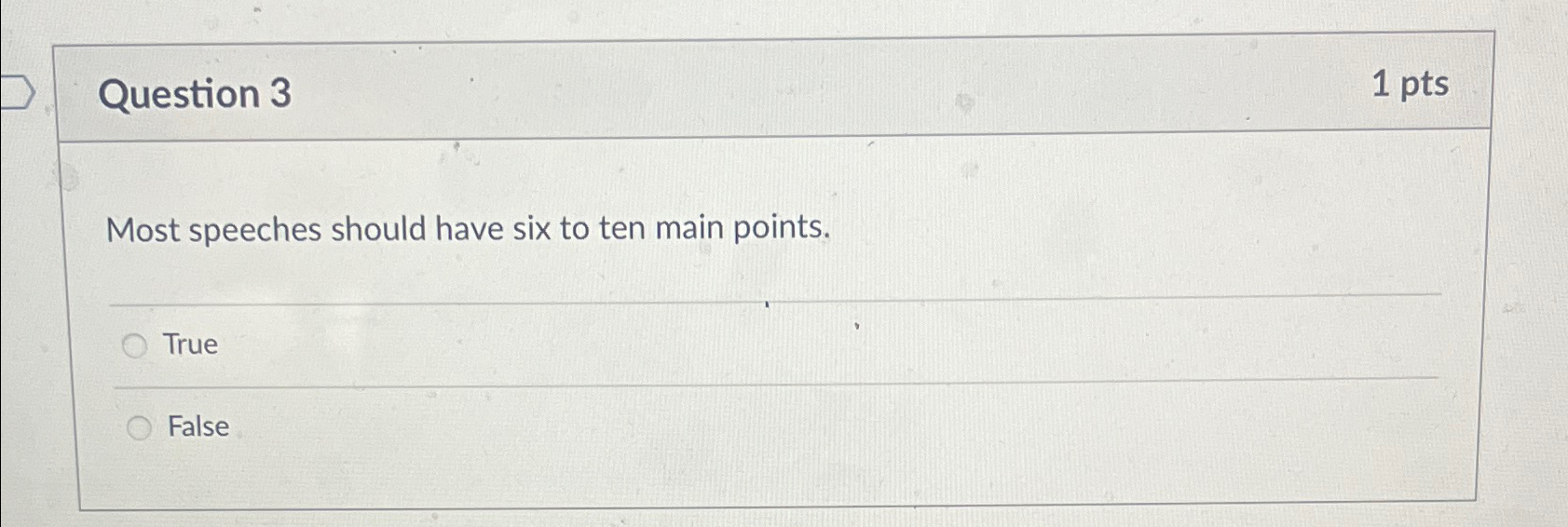 Solved Question 31ptsMost speeches should have six to ten | Chegg.com
