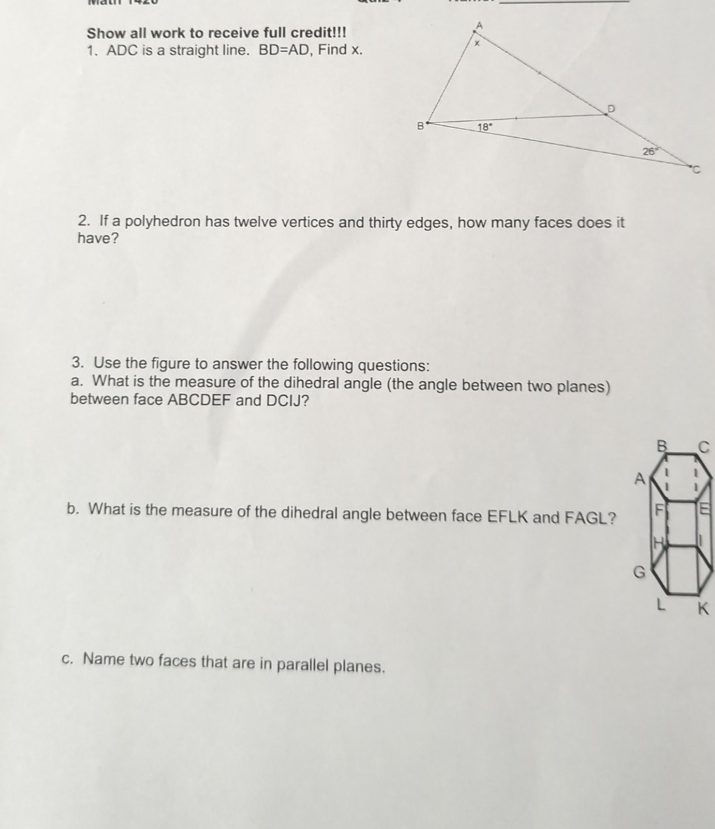Solved Show all work to receive full credit!!!ADC is a | Chegg.com