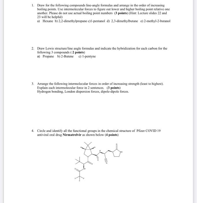 Solved 1. Draw for the following compounds line-angle | Chegg.com