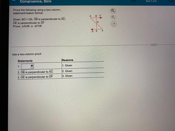 Solved Congruence, Simi Part 1 of 5 o o A Prove the | Chegg.com