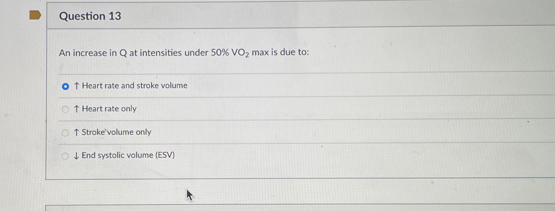 Solved Question 13An increase in Q ﻿at intensities under | Chegg.com