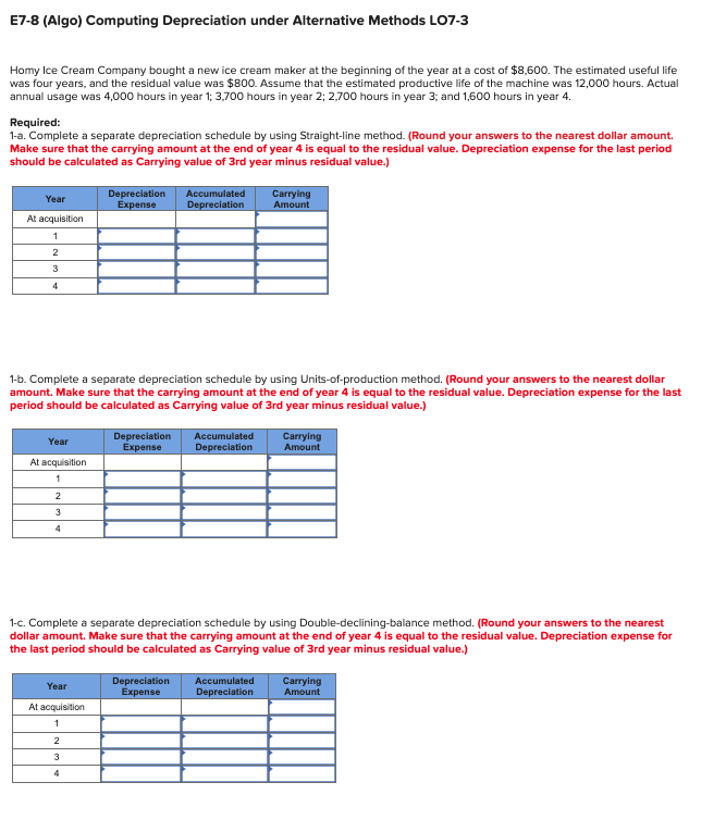 Solved E7-4 (Algo) ﻿Computing and Recording Cost and | Chegg.com