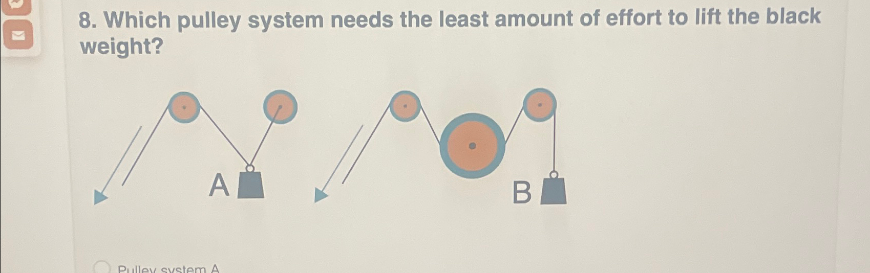 Solved Which pulley system needs the least amount of effort | Chegg.com