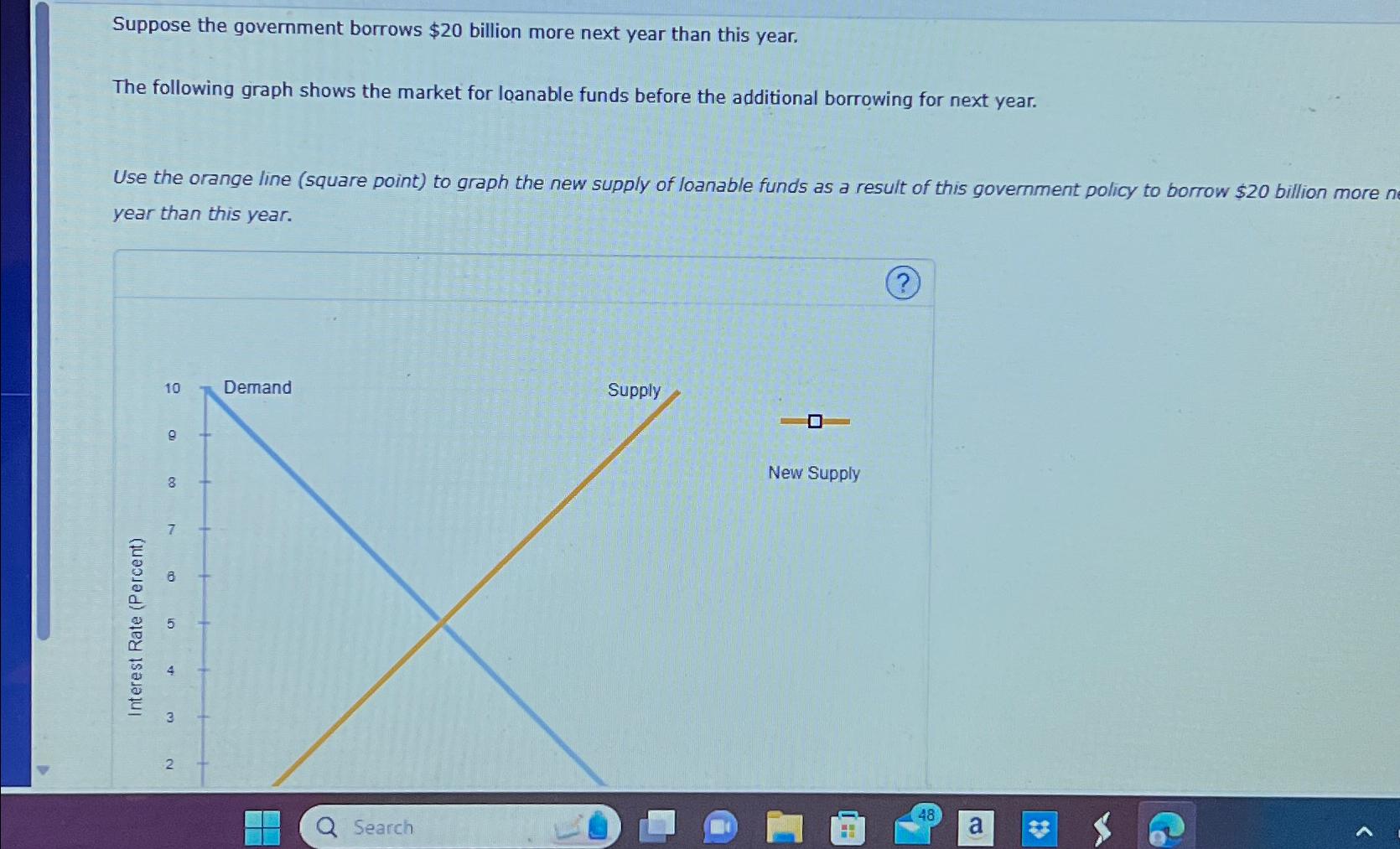 Solved Suppose the government borrows $20 ﻿billion more next | Chegg.com