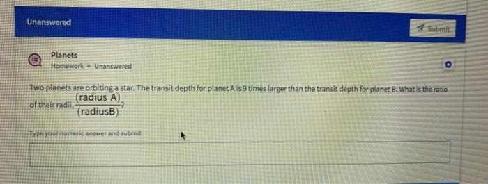 Solved Unanswered Submit Planets Homework – Unanswered of | Chegg.com Solved Unanswered Submit Planets Homework – Unanswered of | Chegg.com