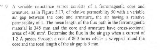 Solved 9 A variable reluctance sensor consists of a | Chegg.com