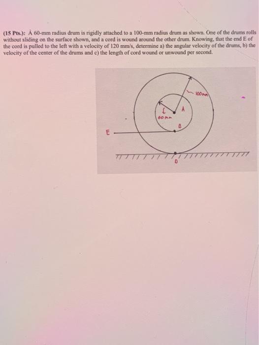 Solved (15 Pts.): A 60-mm radius drum is rigidly attached to | Chegg.com