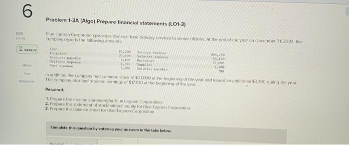 Solved 6 Problem 1-3A (Algo) Prepare financial statements | Chegg.com Solved 6 Problem 1-3A (Algo) Prepare financial statements | Chegg.com