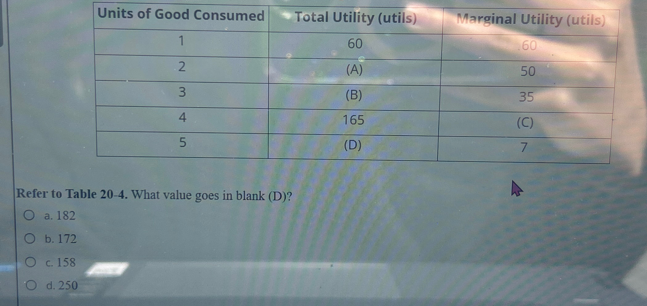 Solved \table[[Units of Good Consumed,Total Utility | Chegg.com