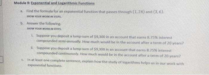 Solved Collapse QUESTION 1 Module 9: Exponential and | Chegg.com