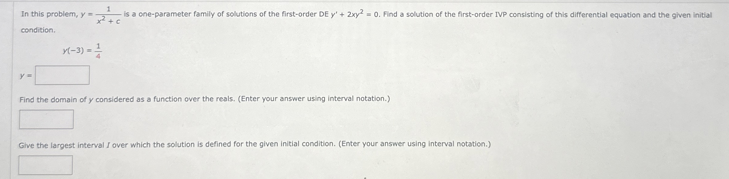 Solved In this problem, y=1x2+c ﻿is a one-parameter family | Chegg.com