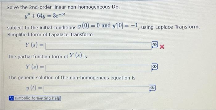 Solved Solve The 2nd Order Linear Non Homogeneous De