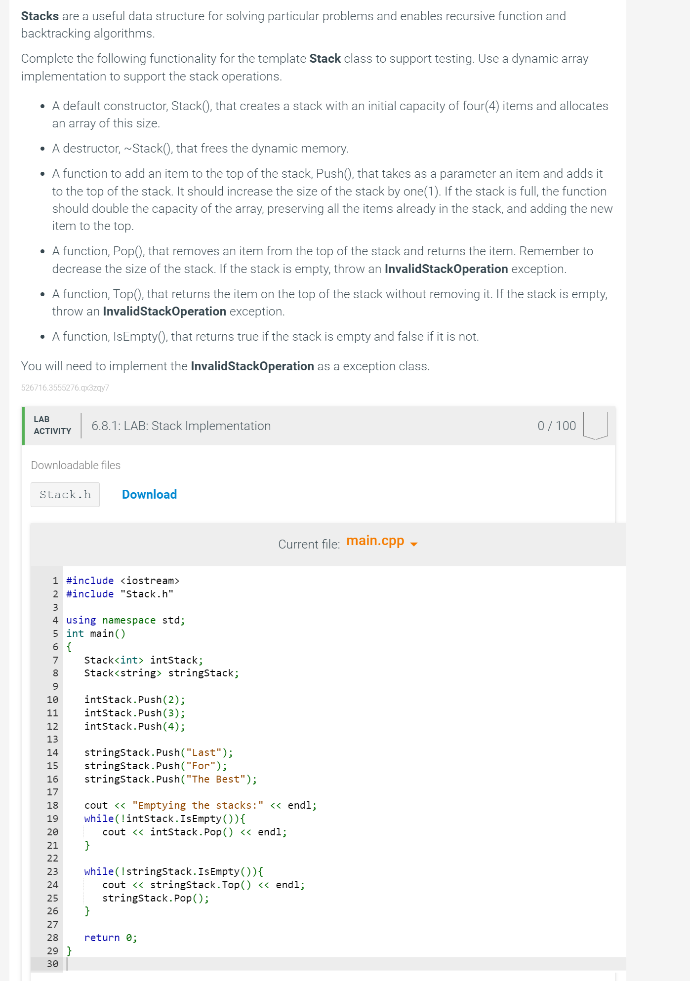 Solved Stacks are a useful data structure for solving | Chegg.com