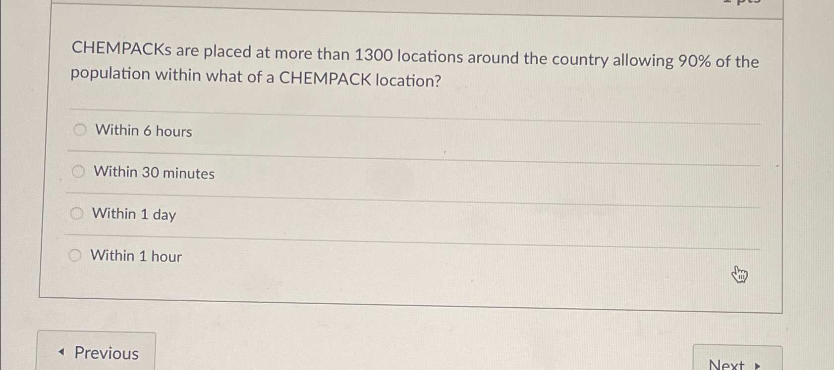 Solved CHEMPACKs are placed at more than 1300 ﻿locations | Chegg.com