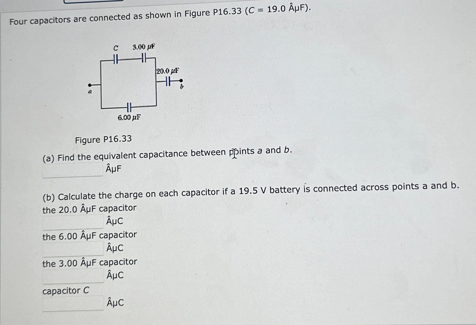 Solved Four capacitors are connected as shown in Figure | Chegg.com