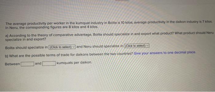 Solved The average productivity per worker in the kumquat | Chegg.com