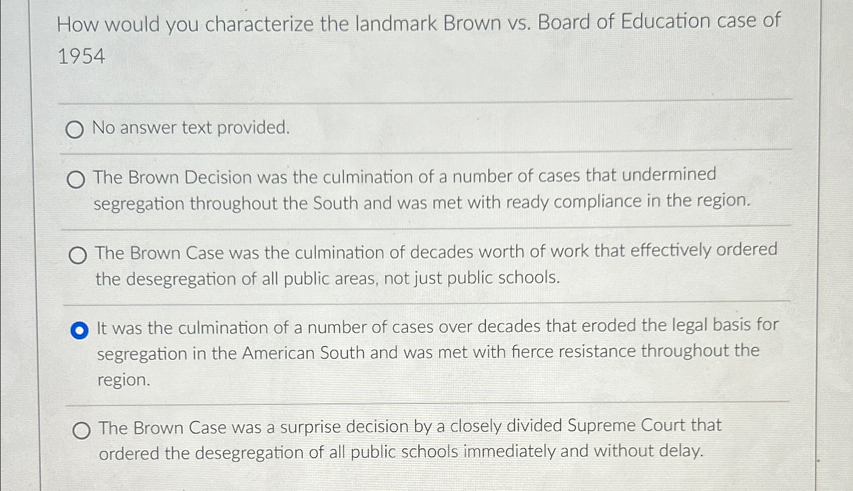 Solved How would you characterize the landmark Brown vs. | Chegg.com