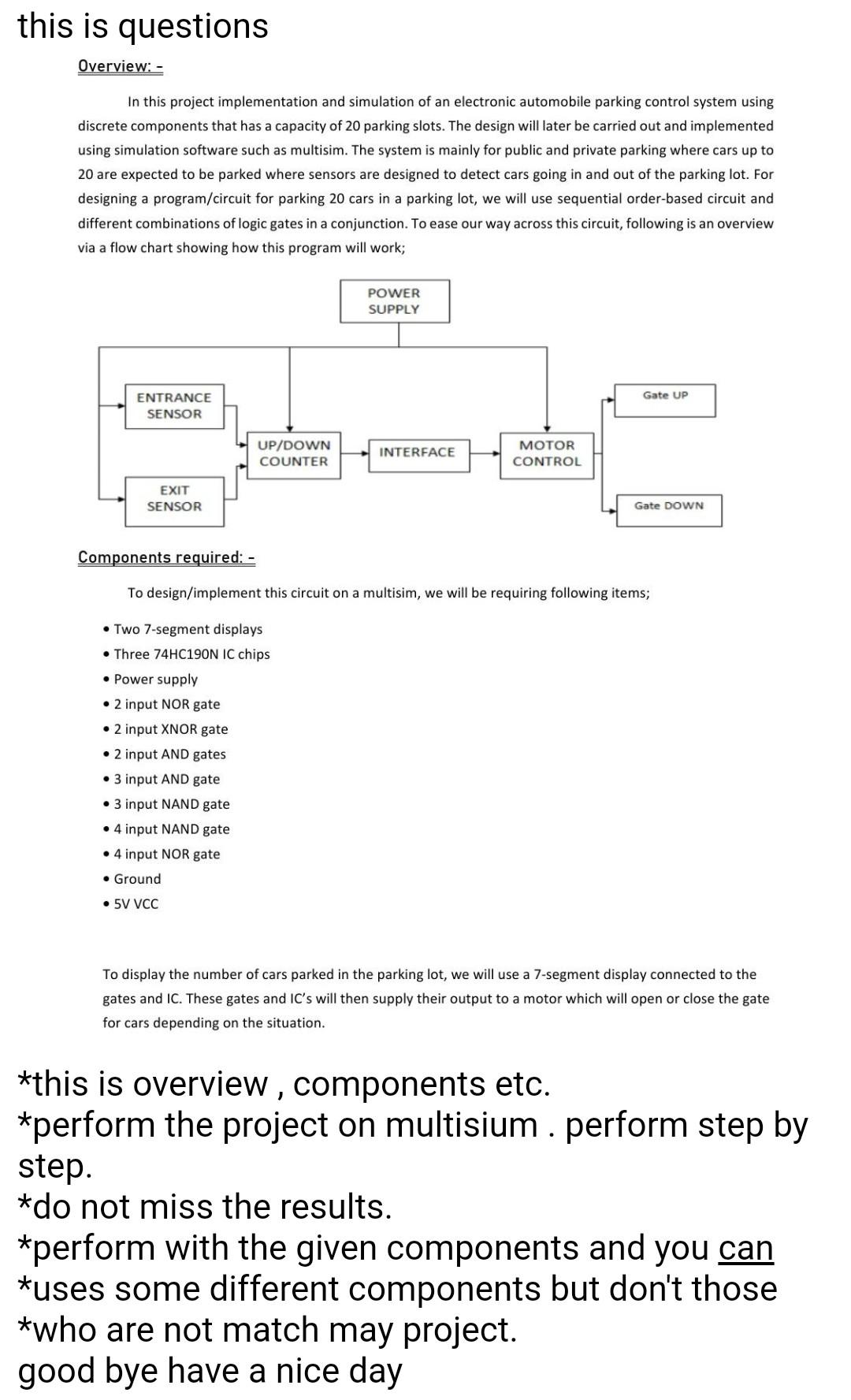 subject is DLd (digital logic design lab) A parking | Chegg.com
