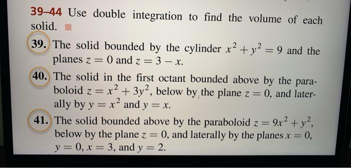 Solved I am lost on 39. The answer comes out to 27pi. How do | Chegg.com