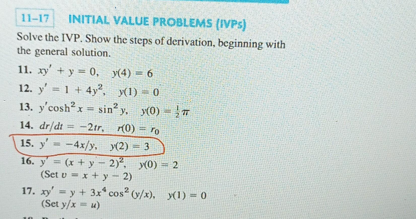 Solved INITIAL VALUE PROBLEMS (IVP's) Solve the IVP. Show | Chegg.com