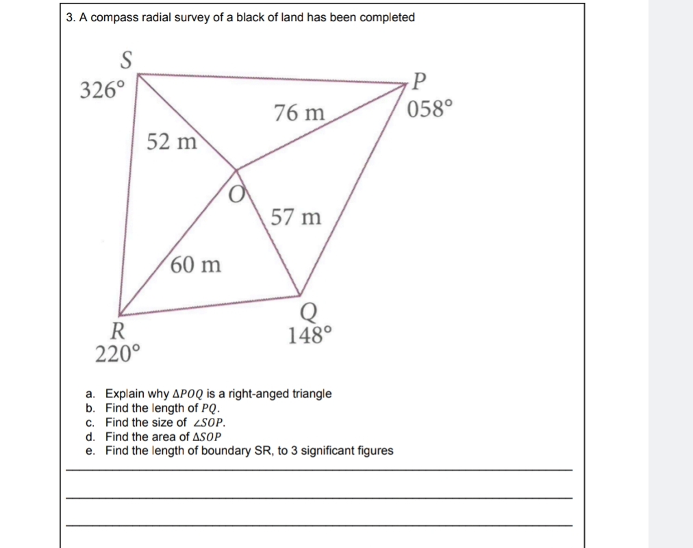 Solved A compass radial survey of a black of land has been | Chegg.com