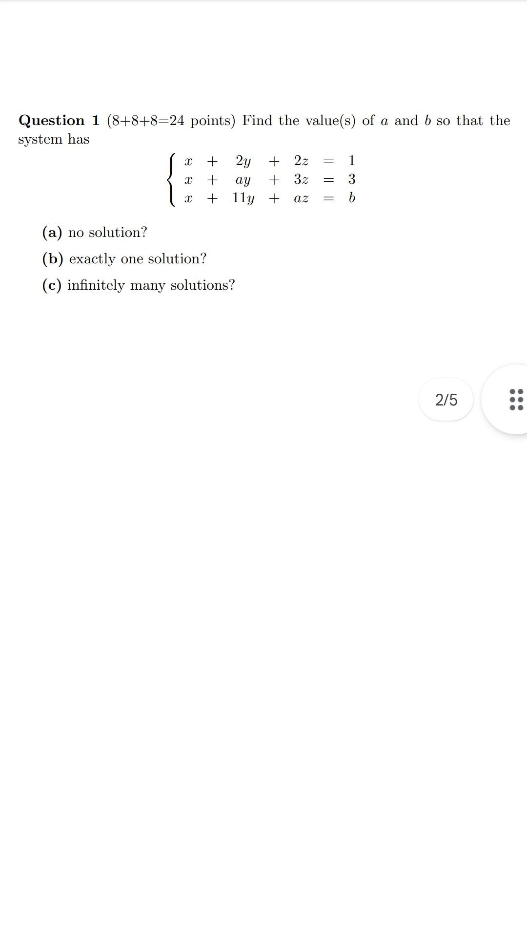 Solved Question 2 (25 points) Suppose that A is a 3×3 matrix | Chegg.com