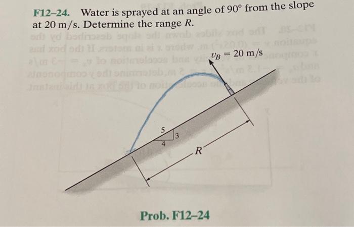 Solved F12-24. Water is sprayed at an angle of 90° from the | Chegg.com