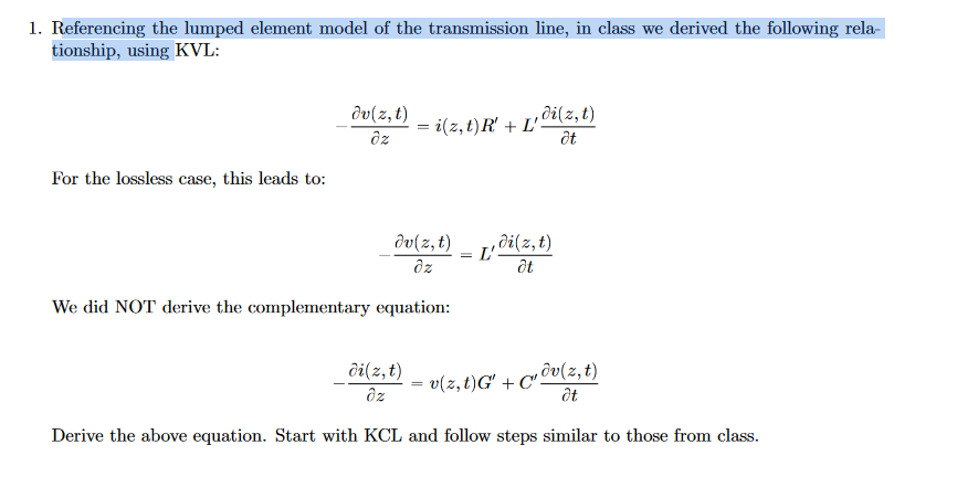 Referencing the lumped element model of the | Chegg.com