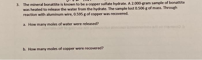 Solved 3. The mineral bonattite is known to be a copper | Chegg.com
