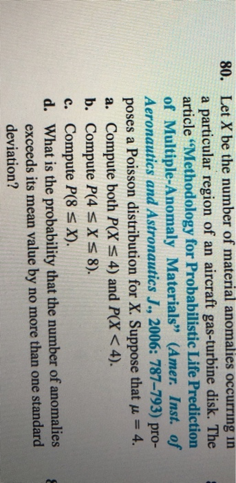 Solved 80. Let X be the number of material anomalies | Chegg.com