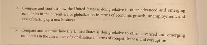 2. Compare and contrast how the United States is | Chegg.com