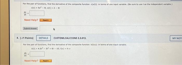 Solved For the pair of functions, find the derivative of the | Chegg.com