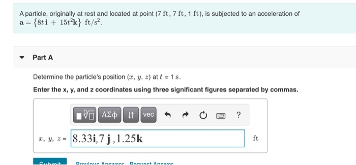 Solved A particle, originally at rest and located at point | Chegg.com