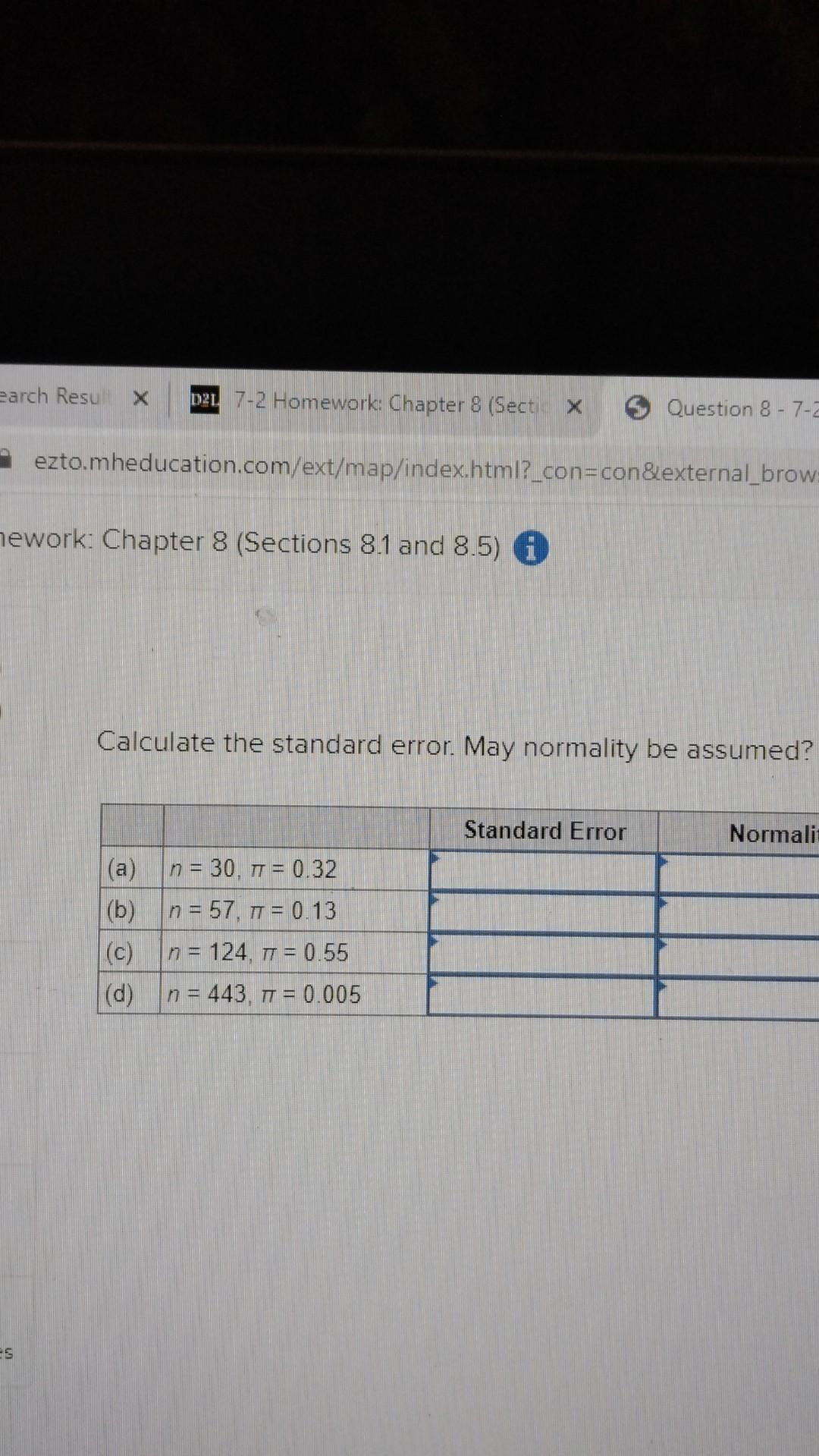 Solved ework: Chapter 8 (Sections 8.1 and 8.5) Calculate the | Chegg.com Solved ework: Chapter 8 (Sections 8.1 and 8.5) Calculate the | Chegg.com