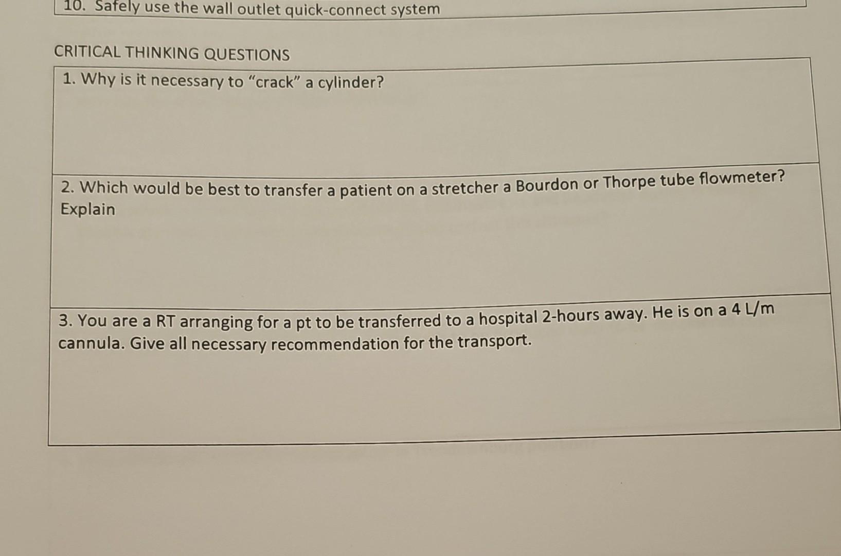 Solved CRITICAL THINKING QUESTIONS 1. Why is it necessary to | Chegg.com