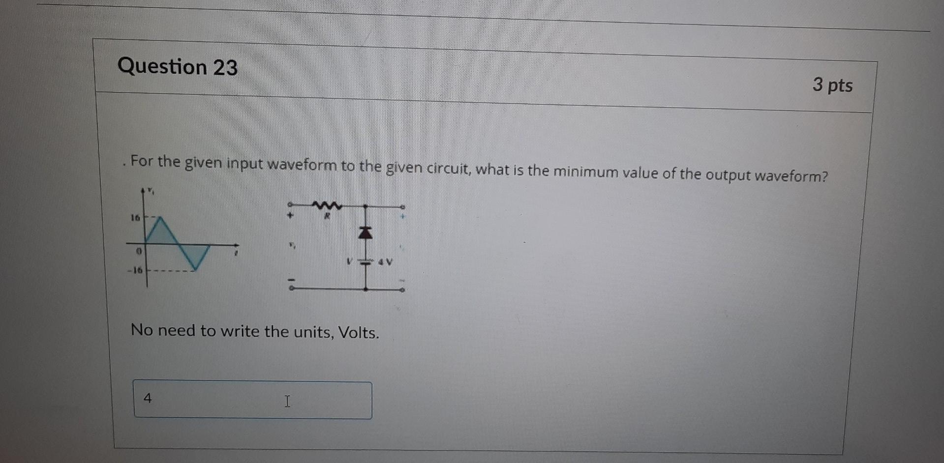 Solved Question 22 3F . For the given input waveform to the | Chegg.com