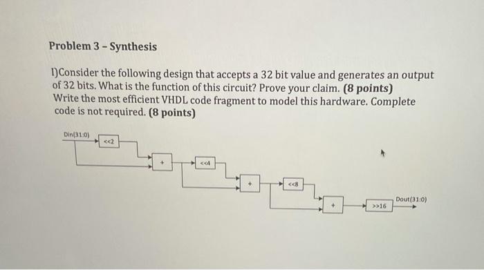 Solved Problem 3 - Synthesis 1) Consider the following | Chegg.com