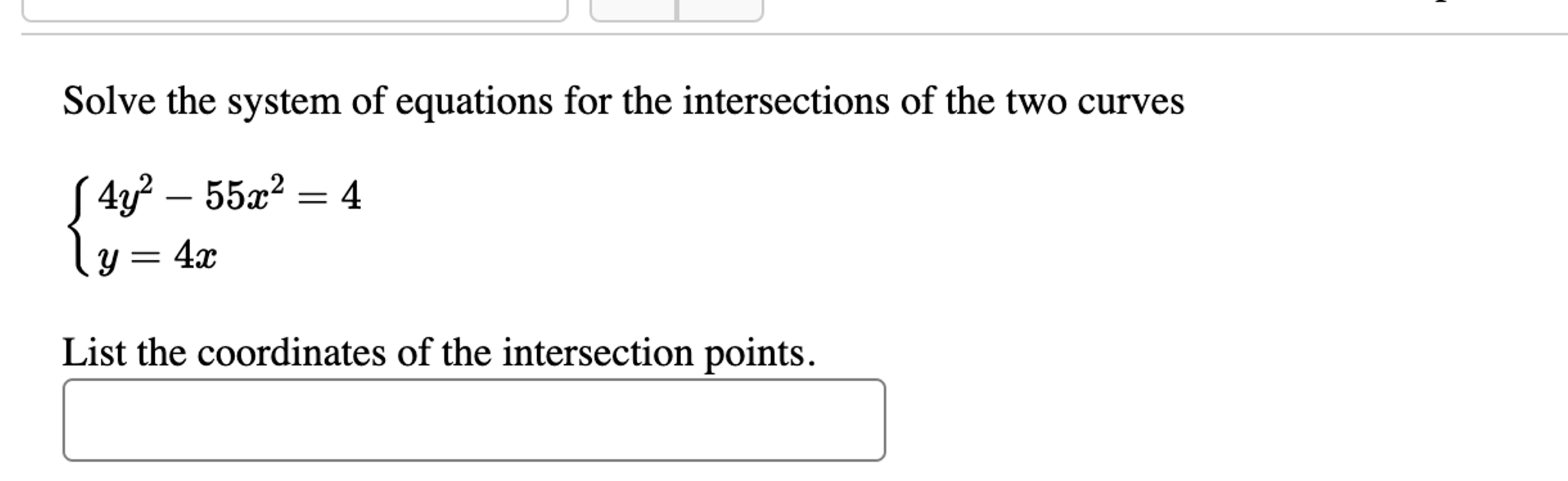 Solved Solve the system of equations for the intersections | Chegg.com