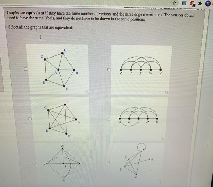 Solved ☆ Graphs are equivalent if they have the same number | Chegg.com