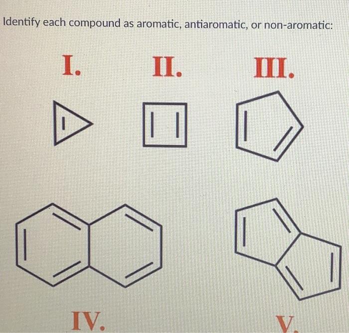 Solved Identify each compound as aromatic, antiaromatic, or | Chegg.com