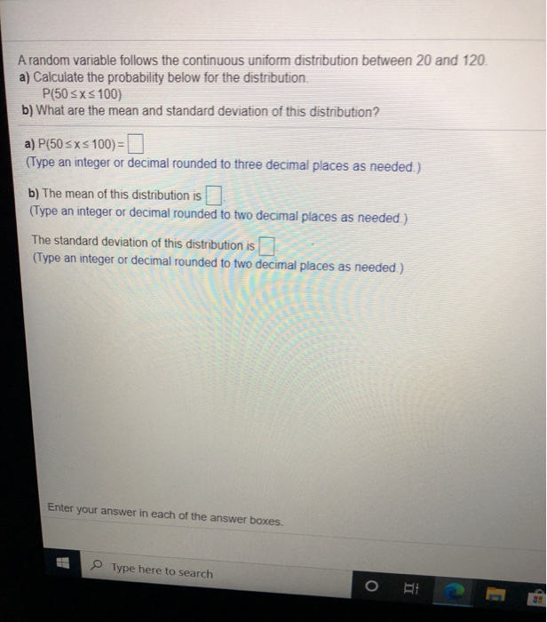 Solved A random variable follows the continuous uniform | Chegg.com