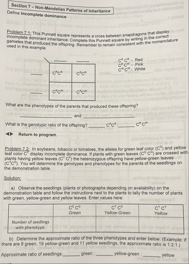 Solved Section 7 - ﻿Non-Mendelian Patterns of | Chegg.com