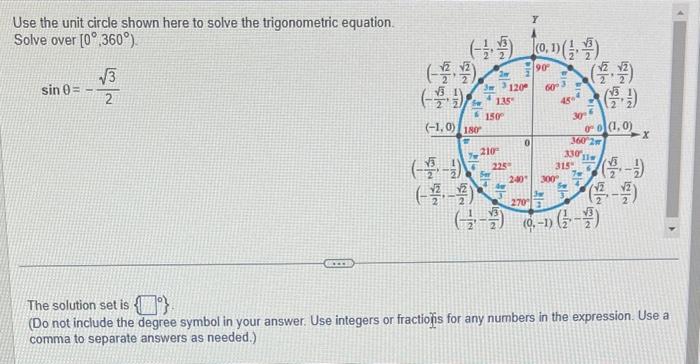 Solved Use the unit circle shown here to solve the | Chegg.com